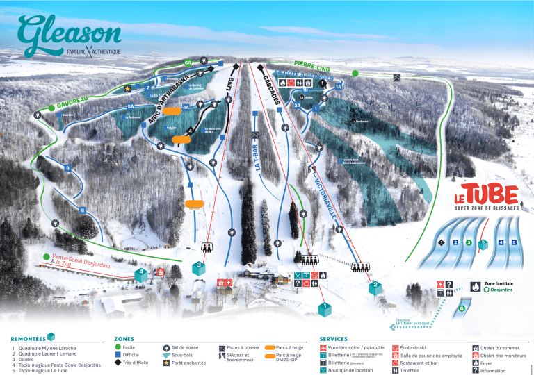 Carte des pistes et fiche technique - Mont Gleason